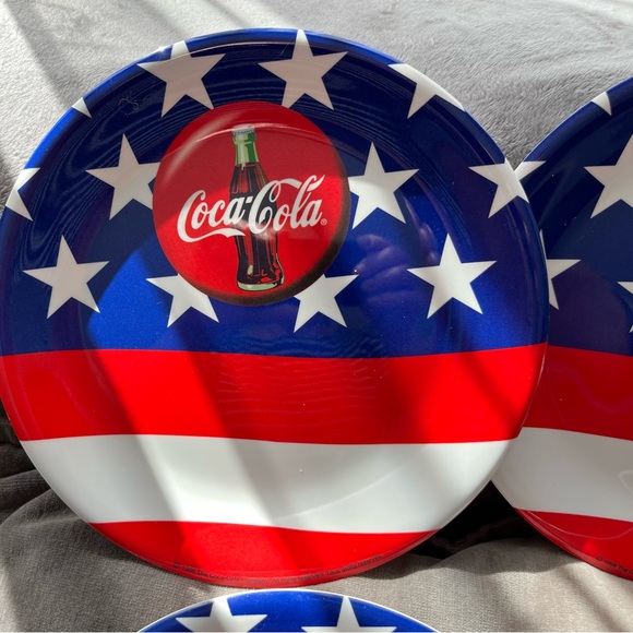 Dining | Vintage Plastic Cocacola Plates Stars And Stripes | Poshmark